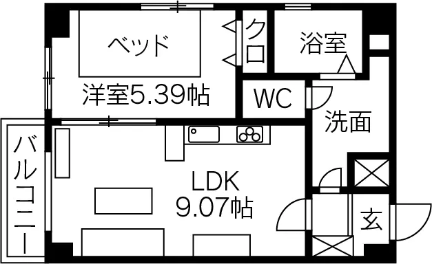 マンスリー熊本駅前（ラ・シック熊本駅前） 1LDK-D(熊本県熊本市西区春日1丁目)のマンスリーマンション | 明和不動産熊本